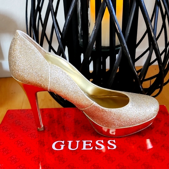 Guess | Shoes | Guess Gold Shimmer Platform 85 | Poshmark
